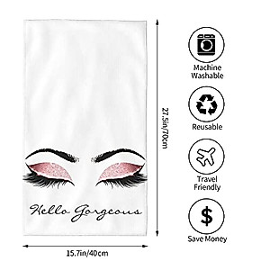 Soft Absorbent Hand Towel Gorgeous Eyelashes Bathroom Decor Multipurpose Fingertip Towels for Guests, Hand, Face, Gym and Spa, Yoga All Season-27.5 x 16 inches