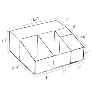 BEYGORM Acrylic Coffee Bar Station Organizer for Countertop,Office Breakroom Clear Snack Tea Storage Accessories Holder for Kcup Pod Condiment Cup Sugar Creamer Syrup, Coffee Gift for Coffee Lovers