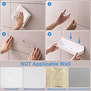 ANRUI Wall Mounted Shower Caddy, Plastic Adhesive Shelves for Wall, No Drilling Hang Shower Storage, Shower Caddies Organizer, Bathroom Shelf organizer for Bathroom, Kitchen, Cabinet Door- White