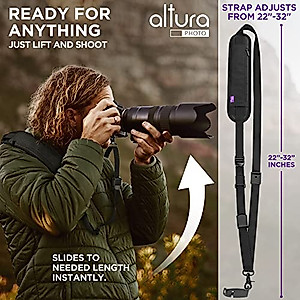 Altura Photo Camera Neck Strap w. Quick Release & Safety Tether - Camera Straps For Photographers - Adjustable DSLR Camera Strap for Sony, Nikon & Canon - Safe & Secure Camera Strap Quick Release