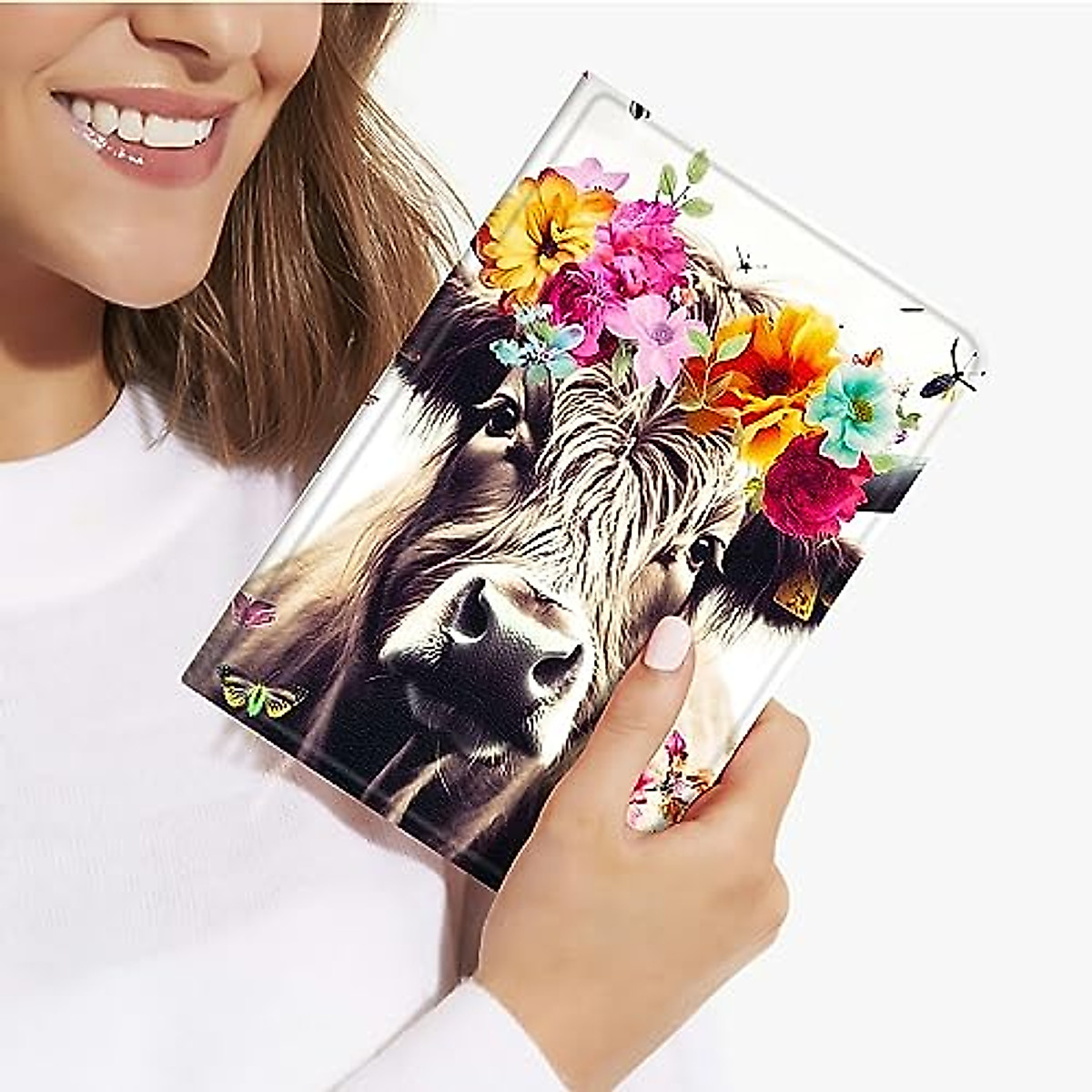 Galaxy Tab S5e 2019 Tablet Case T720 T725, Dikoer Slim Adjustable Stand Back Shell Protection Smart Tablet Cover for Samsung Galaxy Tab S5e 10.5 Inch SM-T720 (Wi-Fi) SM-T725 (LTE), Flower Cow