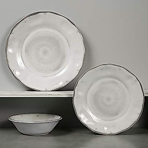 Melamine Dishes Dinnerware Sets - 12pcs Melamine Dinner Plates, Salad Plates and Bowls, for Everyday Use