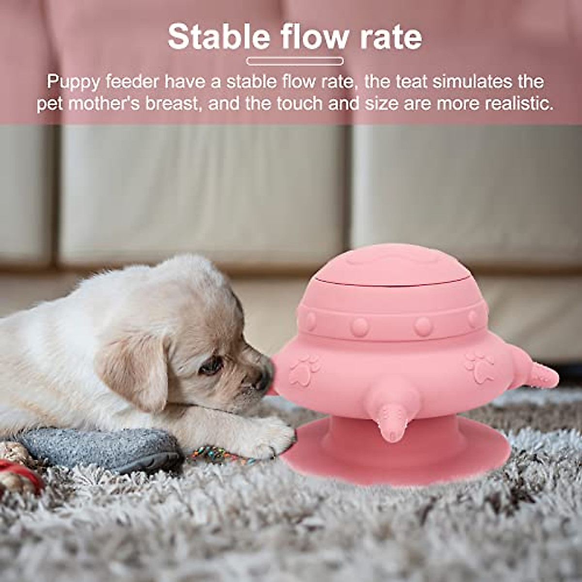 Puppy Feeder Milk Bowl for Nursing Puppy, 4 Teats Puppy Bottles for Multiple Puppies, 240ml Doggie Bubble Feeder Puppy Bottles