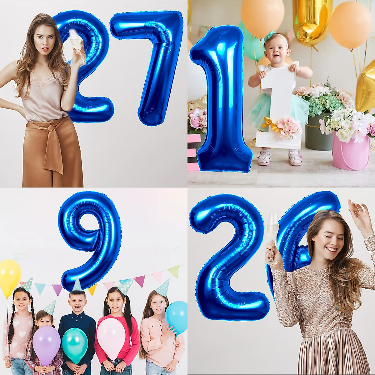 40 Inch Blue Number 8 Balloon Extra Big Size Jumbo Mylar Foil Helium Balloons 8 for Birthday Party Celebration Decorations Graduations 8th Anniversary Baby Shower Supplies Engagement