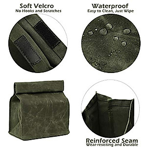Kaaltisy Waxed Canvas Lunch Bags Work Lunch Box Eco-friendly Reusable Lunch Bag with Hook and Loop Closure, Green, Soft Handfeel