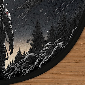 Gumuslen Astronaut Planet Space 3ft Round Area Rug Washable Soft Circle Rugs Non-Slip Indoor Floor Mats Throw Rug Carpet for Nursery Kids Room Living Room Entryway Bedroom Bathroom Decor