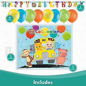 Unique Cocomelon Birthday Party Decorations Bundle - Plastic Cocomelon Backdrop, Cocomelon Banner, Balloons, Checklist - Cocomelon Party Supplies