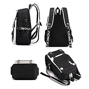 Aezbuxl Girls Lightweight Backpack Casual USB Backpack Portable Laptop Computer Bag Durable Teens Book Bag Black and White black(17 in)