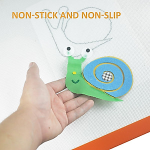 Applique Fusing Mat,14" x 18"Applique Pressing Sheet with See-Through Design for Arts Crafts Creation,Silicone Mat for Applique,Including Bonus Teflon Coated Pressing Sheet and Silicone Iron Rest Pad