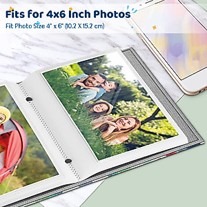 Fintie Photo Album 4x6 Photos - 52 Photos Small Mini Capacity Premium Vegan Leather Cover Photo Album, Portable Wallet Photo Album for Family Wedding Boys Girls, Raining Hearts