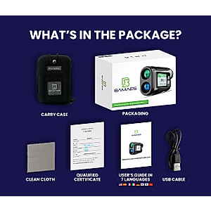 BAMAES Golf Rangefinder with Slope and HD Touchscreen - 650 Yard Range 6X Magnification - Flag Lock & Vibration - USB Rechargeable - Memory Storage - Voice Broadcasting - Professional Distance Finder