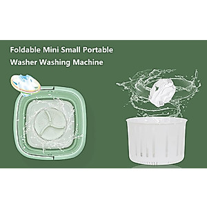 Portable Washing Machine, Folding Mini Washing Machine with Drain Basket, Portable Washer with Blue Light & Ultrasonic Washing for Apartment, Laundry, Camping, RV, Travel, Underwear