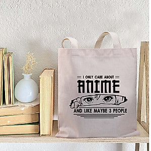 BDPWSS Anime tote bag for women Anime Lover Gifts I Only Care About Anime And Like Maybe 3 People Gift (Care about anime TG)