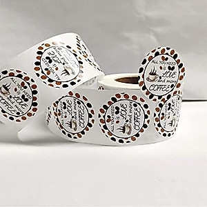 wootile Thanks A Latte Thank You Stickers 1.5 Inch Customer Appreciation Labels 500 Pcs Coffee Holiday Themed Thank You Sticker Labels for Party Favors,Packaging,Small Business,Cafe Seals &Goodie Bags