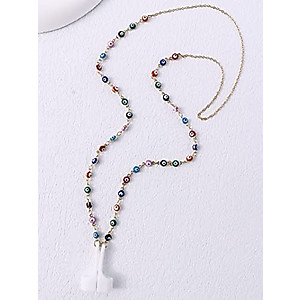 Female Magnetic Anti-Lost Straps Holder Gold Chain Colorful Eye Beads Necklace Leash String for Airpods Pro 3 2, 72cm (Colorful Beads), 28.35X0.43X0.43inches (FDL-001)