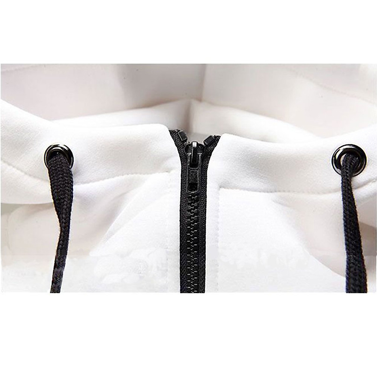 ZUEVI Men's Casual Striped Drawstring Hooded And Zipper Closure Hoodies Slim Fit Lightweight Sweatshirt(WHITE-M)