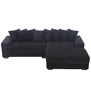 Verfur Luxe Oversized Two-Piece Sectional Couches for Living Room, 111-Inch L Shaped Corner Sofa with Extra Wide Chaise, Upholstered with Corduroy Fabric, Right Facing