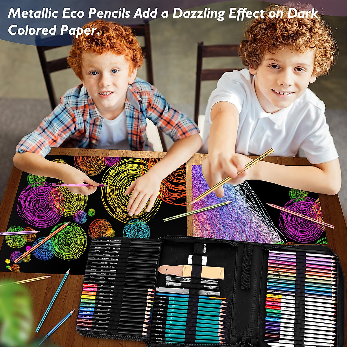 Soucolor 73 Art Supplies for Adults Teens Kids Beginners, Art Kit Drawing Supplies Sketching Set, Drawing Pencils Set Zipper Gift Case: Sketch Book, Coloring Book, Metallic Charcoal Pencils Stuff