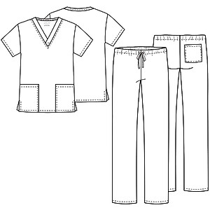 Cherokee Adult's Unisex Top and Scrub Pant Set, Caribbean Blue, Medium