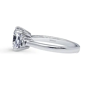 BERRICLE Sterling Silver 3-Stone Wedding Engagement Rings Cushion Cut Cubic Zirconia CZ Ring for Women, Rhodium Plated Size 8