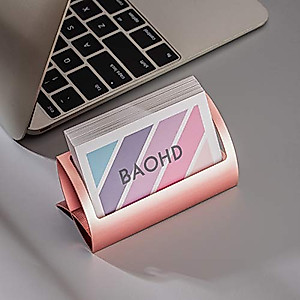 Metal Business Card Holder for Desk, Modern Aluminum Business Card Display Holder Stand, Desktop Name Card Rack Organizer Desk Card Accessory for Office Home (Rose Gold)