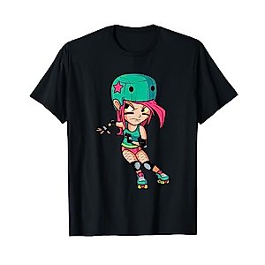 Funny Roller Derby Girl 70s 80s Skating Skater Women Gifts T-Shirt