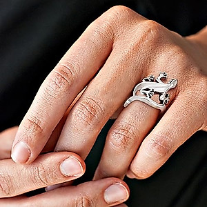 AeraVida Unique Long Tail Gecko-Lizard Wrap .925 Sterling Silver Ring,Adorable Wedding Rings For Women,Chic Comfort Fit Silver Rings for Women,Statement Fashion, 8 UK, Silver