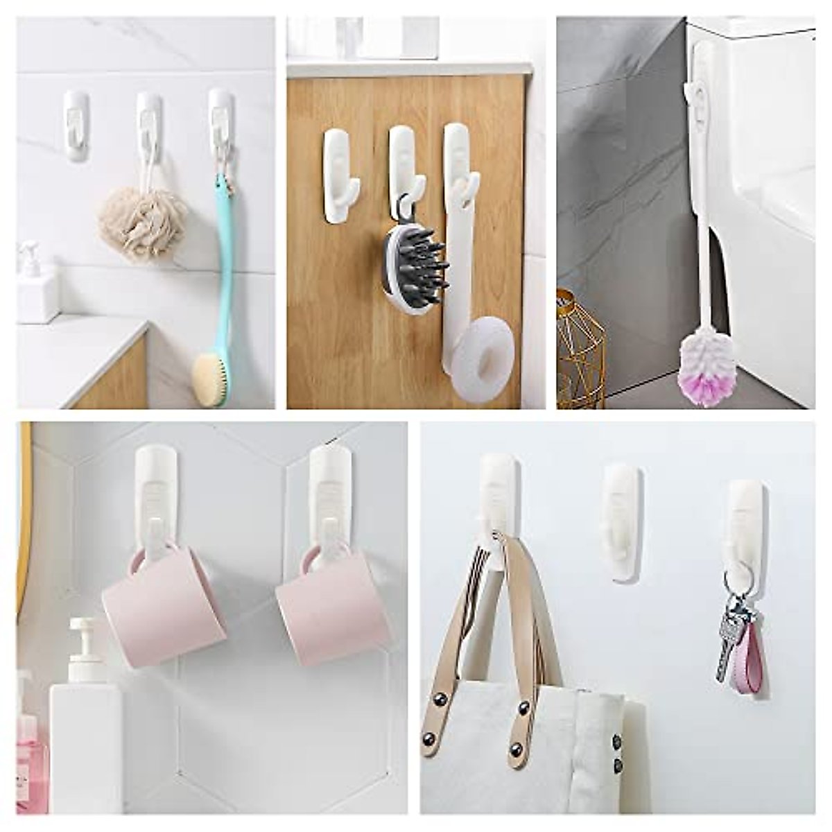 NeatEasy Large Utility Hooks, 16-Hooks, 22-Strips, Organize Damage-Free, 5lbs(Max) Wall Hooks, Waterproof Hooks for Hanging, Adhesive Hooks, Wall Hook