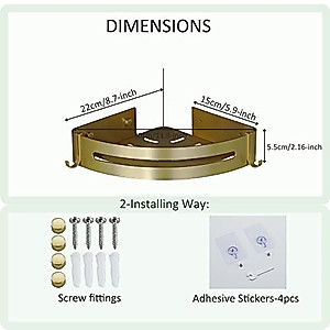 Brushed Gold Color 2 Packed Bathroom Shelves Shower Corner Caddy Organizer Shampoo Holder,Adhesive or Drilling