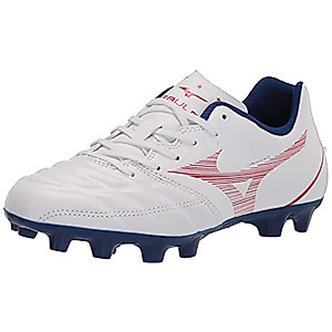 Mizuno Boy's Rebula Cup Select Jr. Soccer Shoe, White-Red, 2 Big Kid