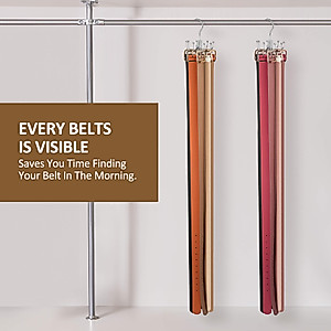 ZEDODIER Belt Hanger, 2 Pack Belt Rack Closet Accessories Organizer, Maximum 24 Storage Capacity, Hanging Holder Storage Hook for Belt, Bra, Tank Top, Tie, Scarf, Purse