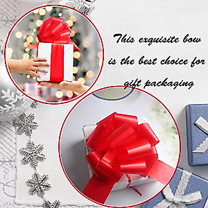 WDHHNP 6 PCS Pull Bows,6 inches Bow for Gift Wrapping, Gift Baskets, Christmas, Wedding, and Party Deco (red)