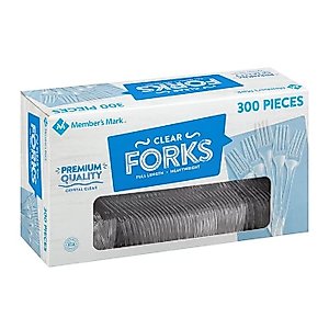 Member''s Mark Premium quality, Durable and Heavyweight Clear Plastic(Spoons,Forks or Knives) (300 Count.) (Forks)