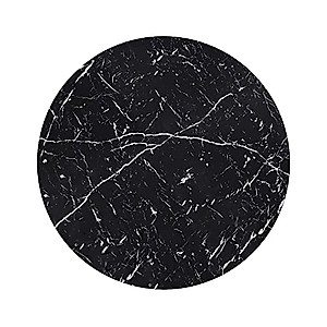 HomSof 42.12" Modern Round Dining Table with Printed Black Marble Table Top for Dining Room, Kitchen, Living Room