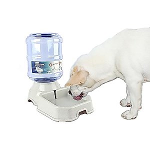Automatic Dog Cat Water Dispenser,Gravity Multi Pet Drinking Fountain,Set with Pet Bowl for Medium Dog Puppy Kitten, 1 Gallon/ 3.8L Capacity Not for Large Pets (Waterer)