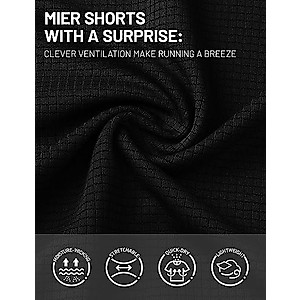 MIER Men's 3 Inch Athletic Running Shorts with Liner Quick Dry Active Lightweight Gym Sports Workout Shorts for Men, Black, M