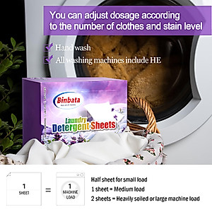 Binbata Laundry Detergent Sheets, 200 Loads Lavender Scent Hypoallergenic Eco-Friendly Laundry Sheets, Biodegradable Plastic Free Liquidless Laundry Sheets Detergent Suitable for Sensitive Skin
