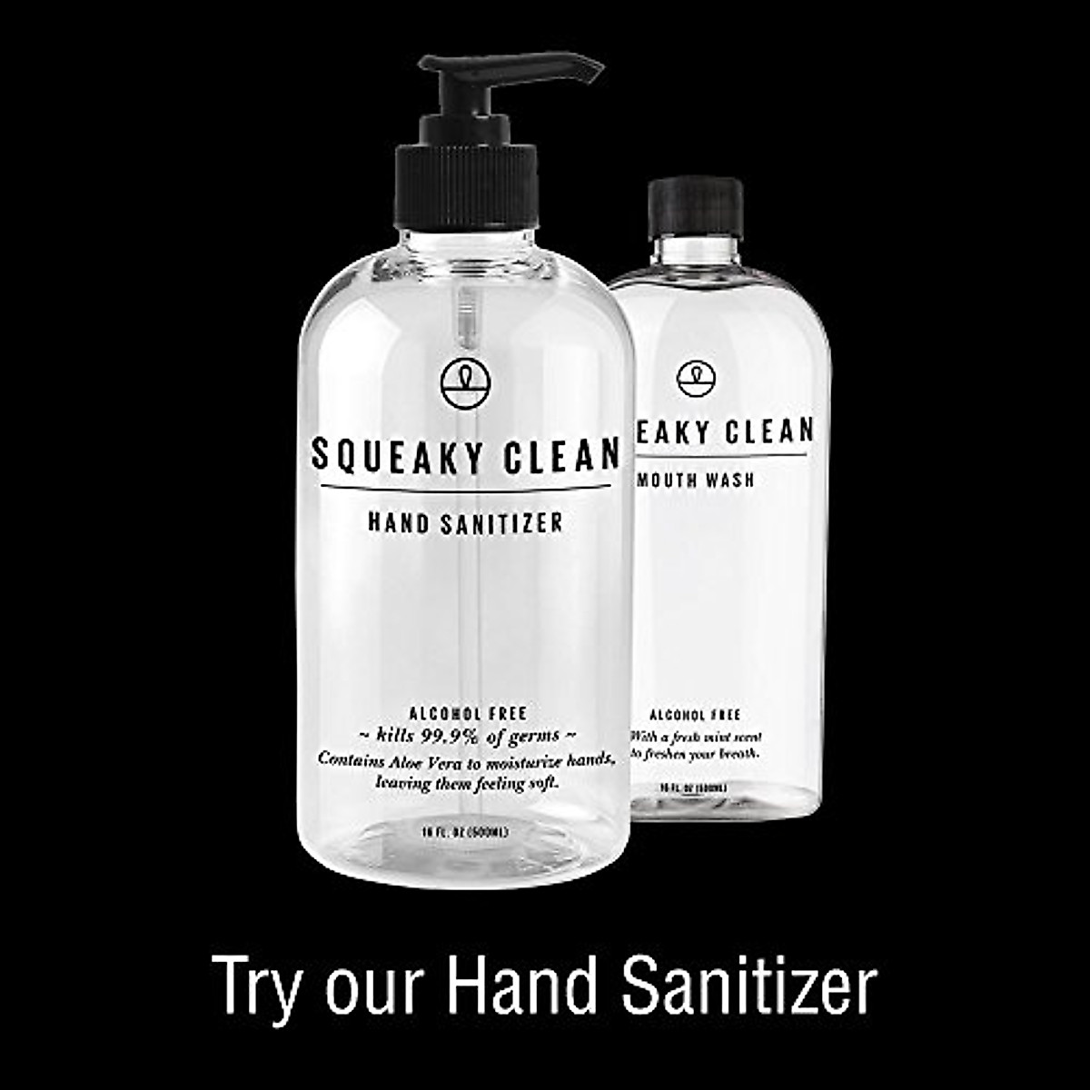 Squeaky Clean Alcohol Free Mouthwash 16 Ounce. Fresh Breath Oral Mouth Rinse. Cool Minty Flavor. Treats Bad Breath.