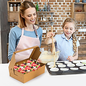 Jucoan 50 Pack Kraft Cupcake Box with Insert and Window Hold 6 Standard Cupcake, Food Grade Cupcake Carrier Container, Brown Bakery Box for Pastry, Cookies, Small Cake, Desserts Treat.