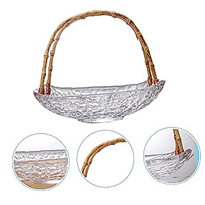 Holibanna Bamboo Glass Fruit Bowl food serving plate Handheld Snack Basket wedding snack tray Dried Fruit Storage Organizer clear basket Dried Food Basket Bamboo weaving Storage Box candy