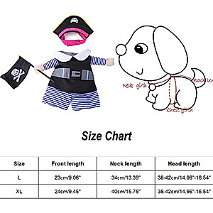 Pet Dog Costume Pirates, Dog Cat Halloween Caribbean Style Corsair Dressing up Cosplay Party Costume Suit Halloween Party Apparel Clothing with a Hat (L)