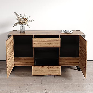 Meble Furniture Woody Modern 64.5" Sideboard (Oak/Gray)