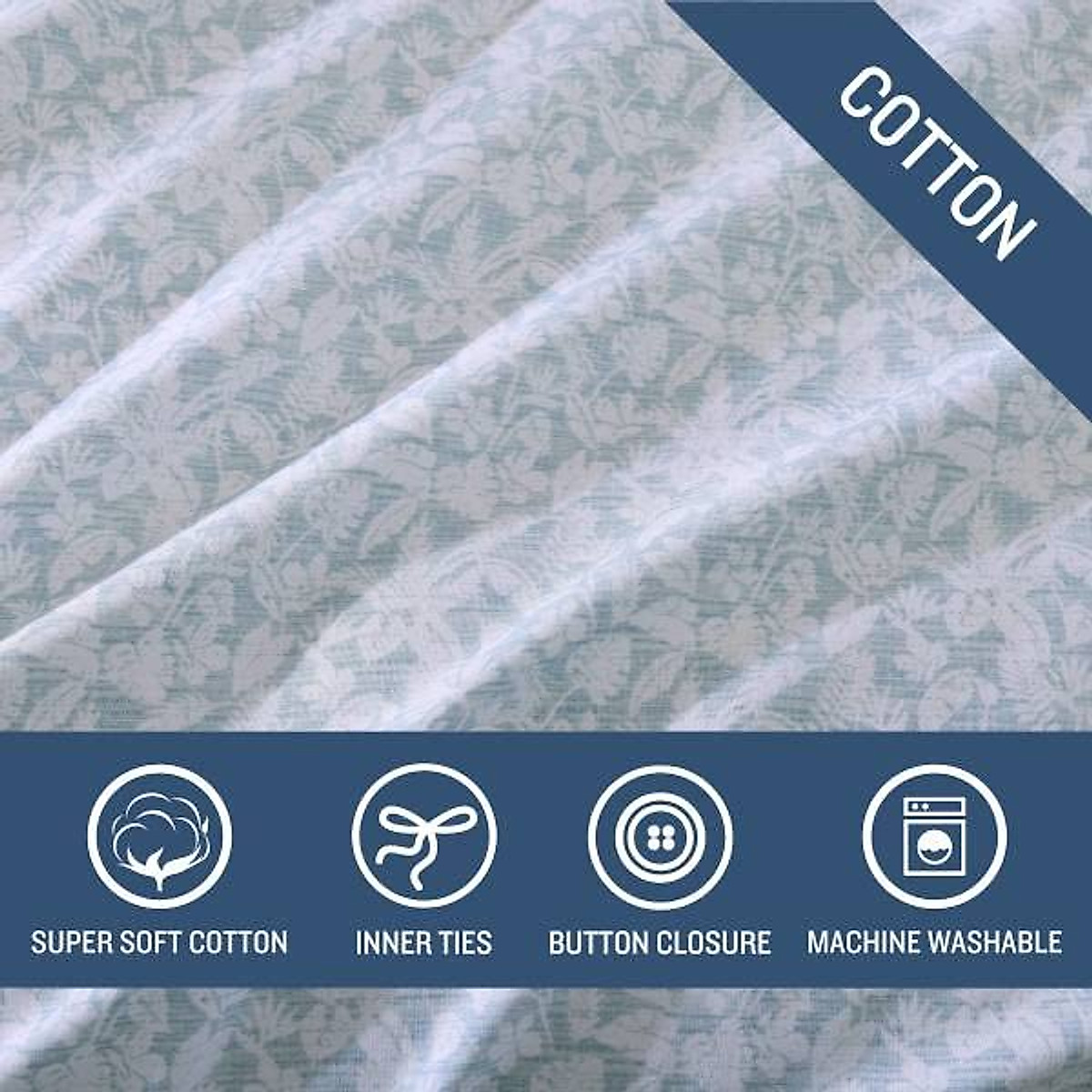 Tommy Bahama- Queen Duvet Cover Set, Reversible Cotton Bedding Set with Matching Shams, Coastal Home Décor (Koya Bay Blue, Queen)
