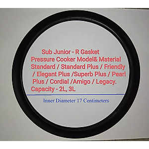 Butterfly Rubber Sub Junior-R Pressure Cooker Gasket (3 Litres Capacity), Black