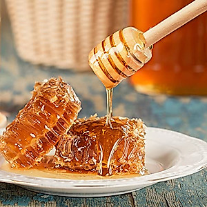 BLUE TOP 20PCS Wooden Honey Dipper Stick 6 Inch Individually Wrapped Honey Stirrer Stick,Honeycomb Sticks,Honey Wand for Honey Jar Dispense Drizzle Honey and Wedding Party Favors Gift.