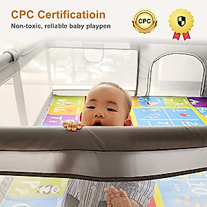 Global V-Bien Baby Playpen, 79" X 71" Extra Large Baby Play Yards with Mat, Safety Play Pens for Babies and Toddlers, Indoor&Outdoor Baby Girl Fence Play Pin Area with Zipper Gate/Visible Mesh