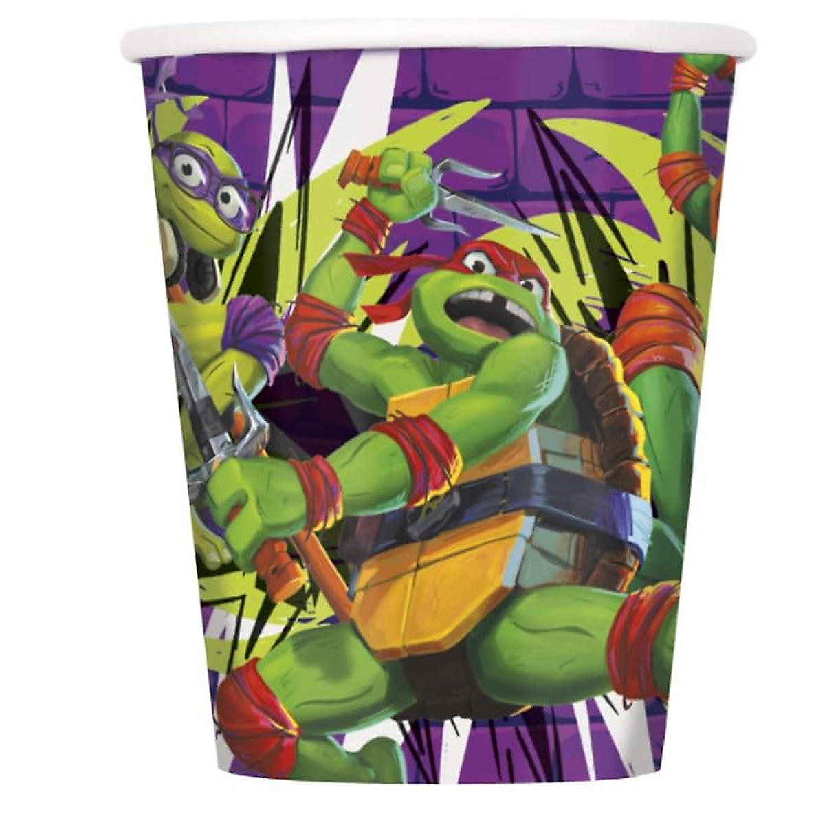 TMNT Mutant Mayhem Party Supplies Pack Serves 16 Guest: Teenage Mutant Ninja Turtles - 7" Dessert Plates Napkins Cups and Table Cover with Birthday Candles (Bundle for 16)
