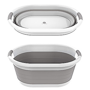 Vremi Collapsible Plastic Laundry Basket (grey)
