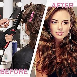 Heat Resistant Gloves for Hair Styling 3 Finger Curling Wand Glove Silicone Heat Mat Pouch 6 Pcs Hair Clips and 2 Pcs Styling Comb for Curling Iron Wands