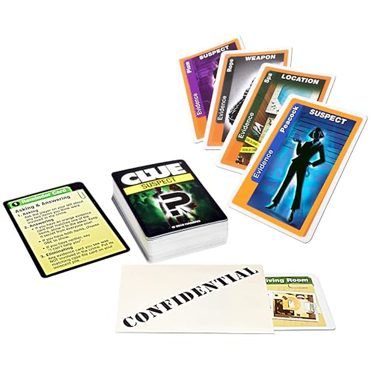 Clue Suspect Card Game - All The Fun of Clue - in Minutes!, Portable Card Game Edition of the Mystery Game Clue, for 3 to 4 Players, Ages 8+